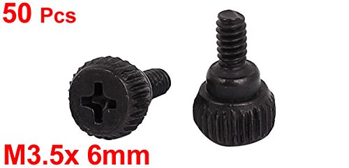 uxcell PC Computer Case Thumbscrews 6#-32 M3.5 Thumb Screws Black 50 Pcs