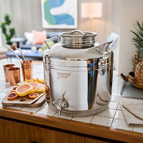 Sansone Stainless Steel Water Dispenser with Spigot, 3.96 Gallon, 15 Liters, Silver