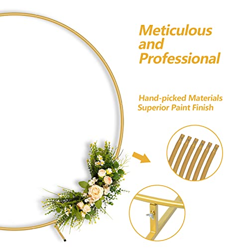 Esyun 6.56Ft Round Backdrop Stand, Metal Circle Wedding Arch Backdrop Stand Balloon Circle Arch Stand Suitable for Birthday Party, Wedding (2M)
