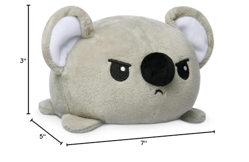 TeeTurtle - The Original Reversible Koala Plushie - Gray - Cute Sensory Fidget Stuffed Animals That Show Your Mood 3.5 inch