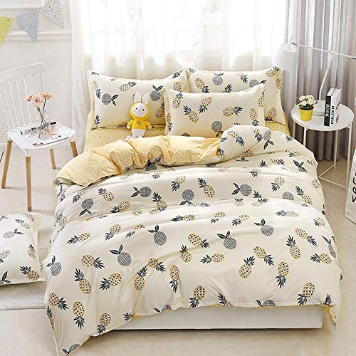 Feelyou Yellow Pineapple Duvet Cover Sets King Size, Cute Tropical Fruit Decor Bedding Set, Ultra Soft Microfiber Comforter Cover with 2 Pillow Shams, Lightweight 3 Pcs Home Bedding Collection,Zipper