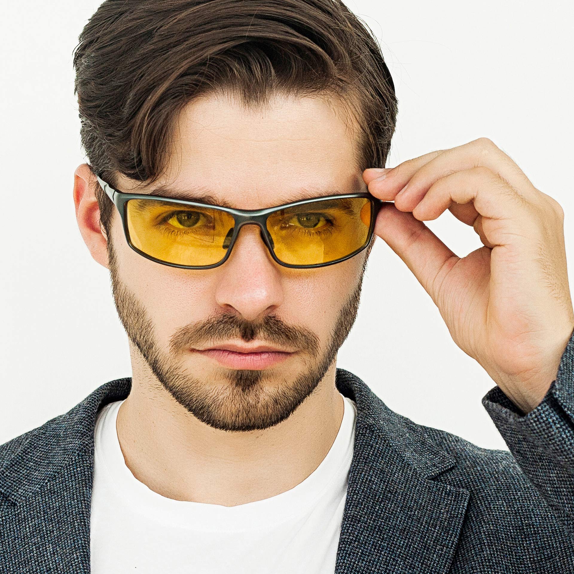 BIRCEN Night Vision Glasses for Driving, Anti Glare HD Al-Mg Frame Night Driving Glasses for Men and Women