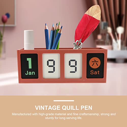 Operitacx Calligraphy Pens Quill Pen and Ink Set with Calligraphy Dip Pen Inkwell Stand Replacement Nibs for Writing Paper Letter Birthday Gift Wine Red Fountain Pen Ink