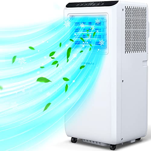 VAGKRI Portable Air Conditioners 8000 BTU 3-in-1 AC Unit with Fan & Dehumidifier, Cools up to 150 sq. ft. with Side Handles & Casters, LED Display Full-Function, Remote Control