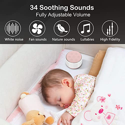 Sound Machine Baby for Sleeping β Portable White Noise Machine for Kids Adults with Night Light, 34 Soothing Noises, USB Rechargeable Sleep Machine for Nursery Lullaby