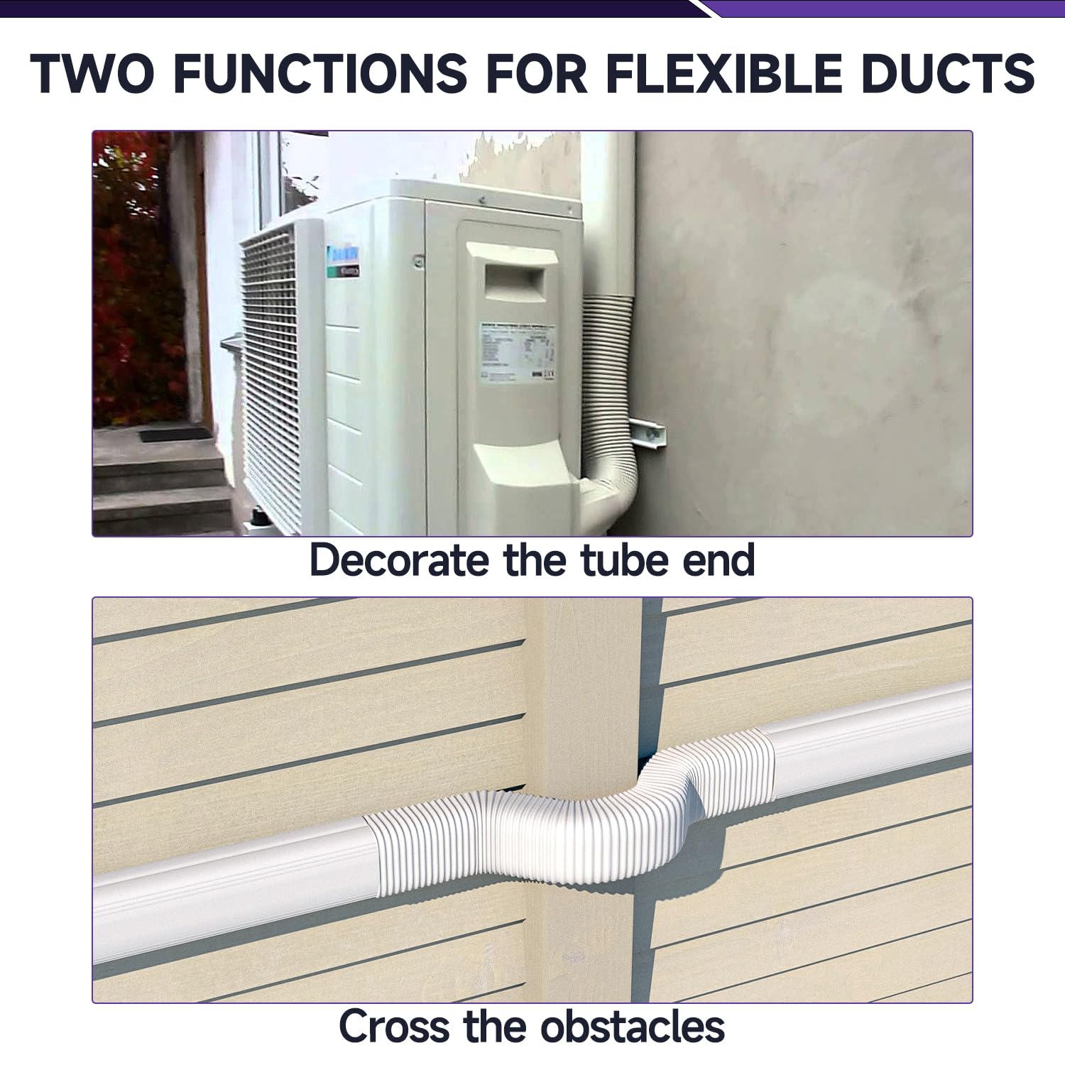 Cestluck 3'' Width Flexible Duct, Mini Split Line Set Cover Accessories for Mini Split AC & Central AC