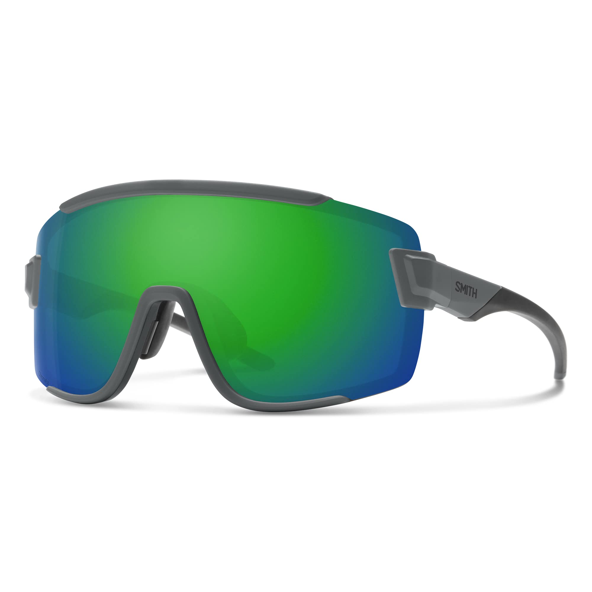 SMITH Wildcat Sunglasses with ChromaPop Lens â Shield Lens Performance Sports Sunglasses for Biking, MTB & More â For Men & Women â Matte Cement Viz + Green Mirrored Lens
