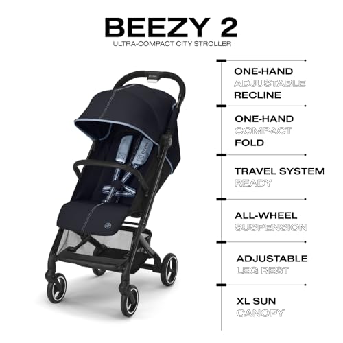 CYBEX Beezy 2 Compact and Lightweight Travel Stroller - Compatible with CYBEX Car Seats, Ocean Blue