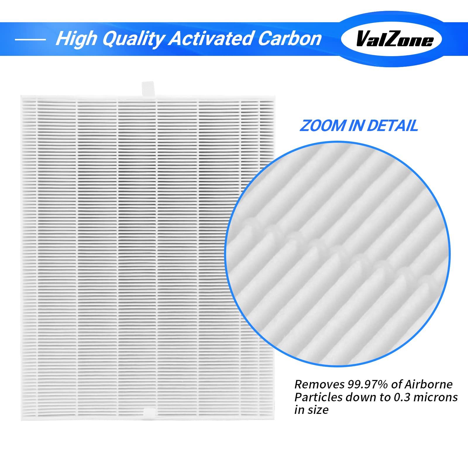 VALZONE 2 Sets 116130 True HEPA Replacement Filter H Combo Packs, Compatible with Winix 5500-2 and Model AM80, Part #116130, 2 Premium H13 True HEPA and 2 Activated Carbon Filters