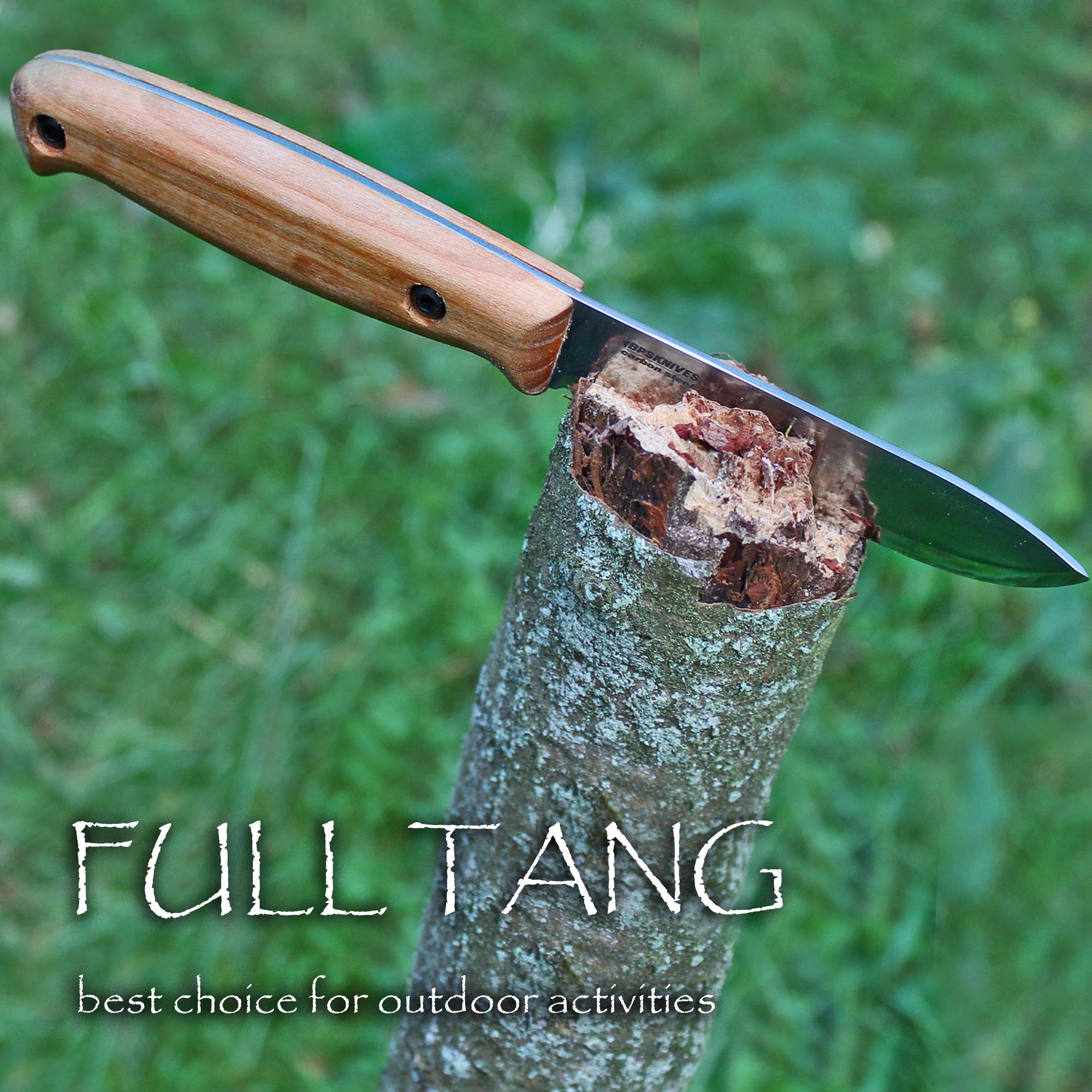 BPS Knives Bushcraft Knives Set - Adventurer + BS1FTS - Fixed-Blade Carbon Steel Knives with Leather Sheaths and Firestarter - Full-Tang Fixed-Blade Knife - Camping Knives