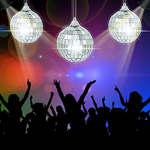 Gondiane 6 Pcs 1.6 Inches Disco Ball Ornaments Silver Mirror Balls for Christmas Tree Wedding Party Decoration