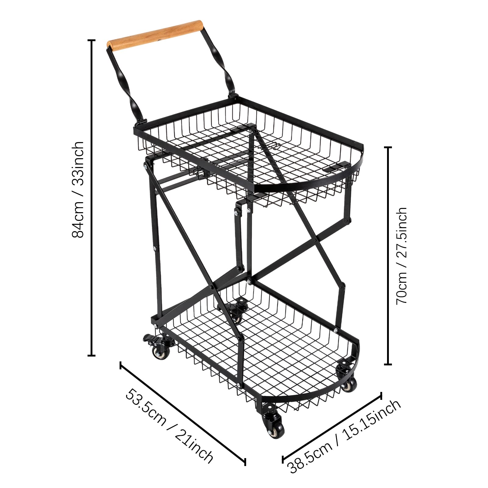 CheriMuMu Mobile Folding Shopping Trolley, Multi Use Functional Collapsible Luggage Carts Portable Rolling Hand Truck with Wheel for Car Trunk, Book Delivery Transporting (88 lbs) Black