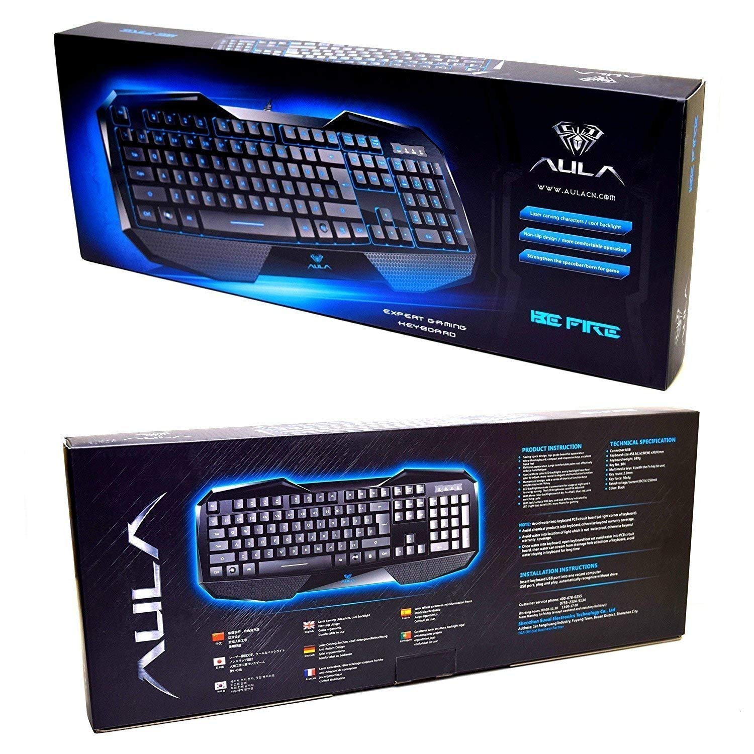 Backlit Gaming Keyboard, Aula Illuminated Keyboard with Adjustable LED Backlight 104 Key and Wrist Rest for Gaming, Office