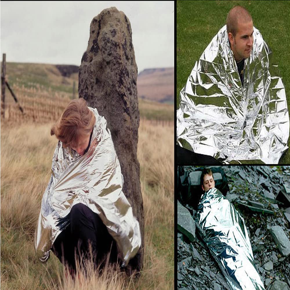 Crisonky Emergency Mylar Thermal Blankets, Designed for Outdoors, Survival Reflective Thermal First Aid Foil Blanket