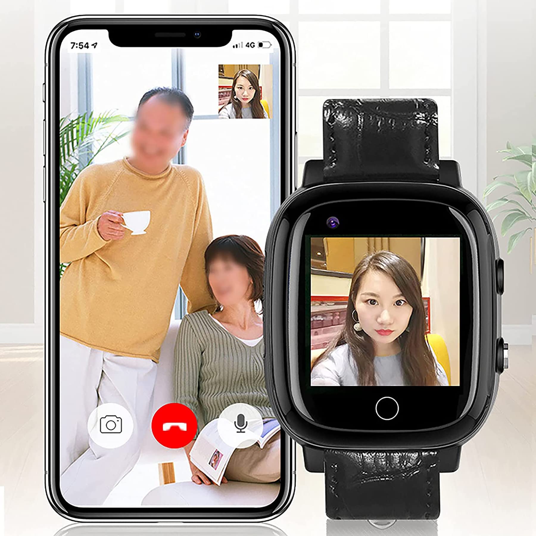CRADZZA Smart watch with fall detection The elderly men and women for dementia with text messages and calls iOS and Android