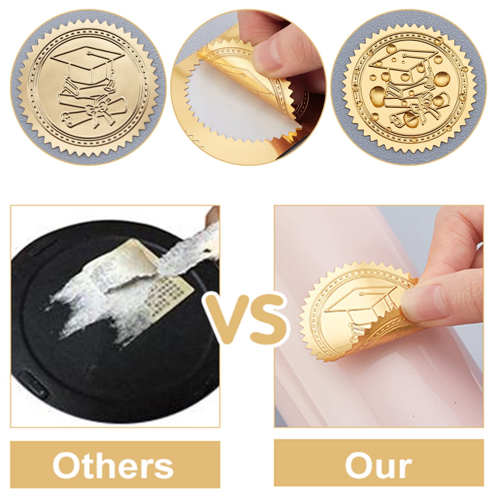 CRASPIRE 2 Inch Gold Embossed Envelope Seals Stickers I’M A Star 100pcs Adhesive Embossed Foil Seals Stickers Label for Wedding Invitations Gift Packaging