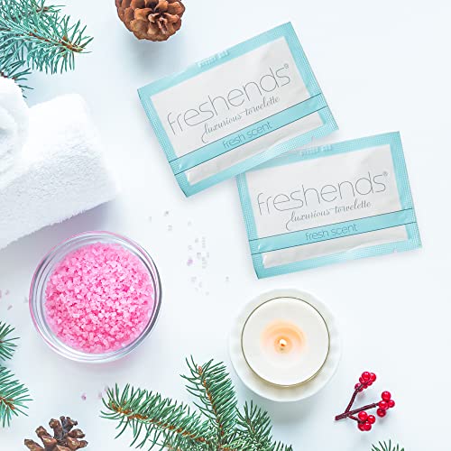 Freshends Luxurious Towelette Bundle β Makeup Remover, Hotel Bathroom Amenities, Air BNB Needs, Individually Packed Guest Bathroom Essentials for Clubs, Restaurants, Bars, Weddings 100 Bulk Pack, Blue