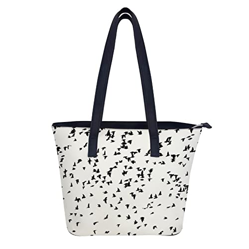 Birds Flying Isolated Women's Tote Bag PU Leather Shoulder Bag Handbags Purse For Work Shopping Travel