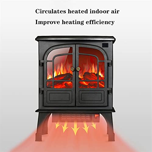 Electric Fireplace Electric Fireplace Heater, Freestanding Fireplace Stove with 3D Log and Fire Effect, Overheating Safety Protection, Remote Control - 2000W Black Atomizing Fireplace