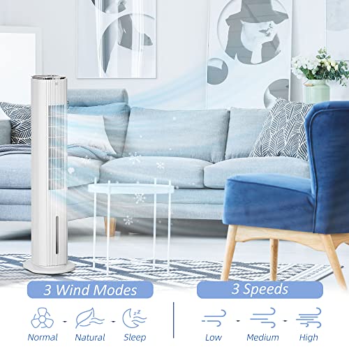HOMCOM 42" 2-In-1 Evaporative Air Cooler, Portable Cooling Fan for Home Office with 3 Modes, 3 Speeds, Remote Control, Timer, LED Display, 1.3 Gal Water Tank, White