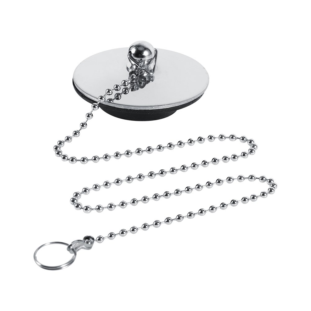 Fdit Tub Stopper, Drain Stopper Bathroom Sink Bathtub Accessories Hair Catcher Trap Strainer, Drain Cover Stopper for Kitchen Sink Bathroom Bathtub, Solid Metal Waste Plug with Chain