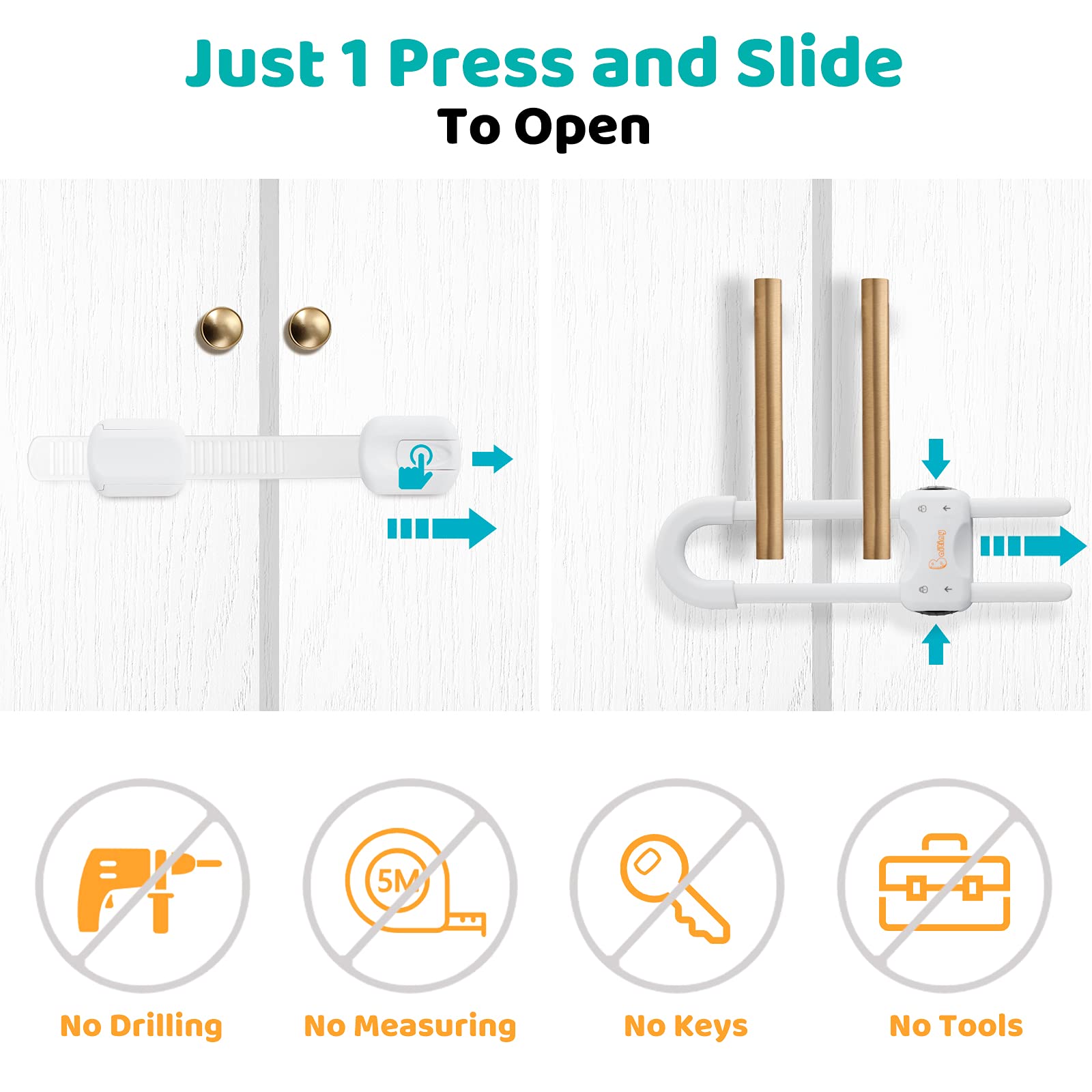Baby Proofing Cabinets Locks, 12 Pack Sliding Door Lock and Fridge Lock Combination for Babies Safety, Super Easy to Use Child Locks for Cabinets Door Knob, For All Solution Baby Items Bay Shower Gift