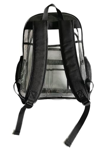 FENZA Clear School Bagpack Stadium Approved Waterproof for Concert Work Sport Event Heavy Duty PVC Transparent, Reinforced Straps & Front Accessory Pocket - Perfect for Security, & Sporting Events