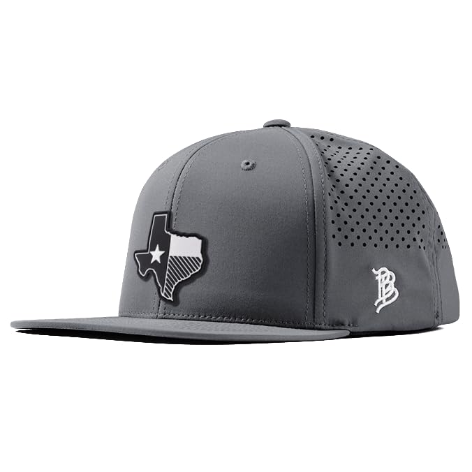 Branded Bills Texas Vintage PVC Grey Flat Performance, Lightweight, Comfortable Baseball Cap