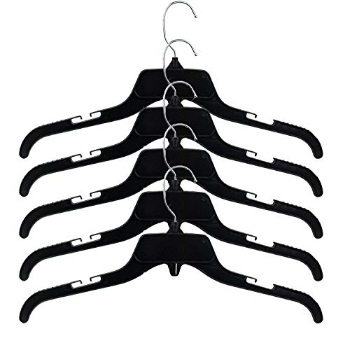 Hangon Recycled Plastic with Notches Shirt Hangers, 17 Inch, Black, 25 Pack