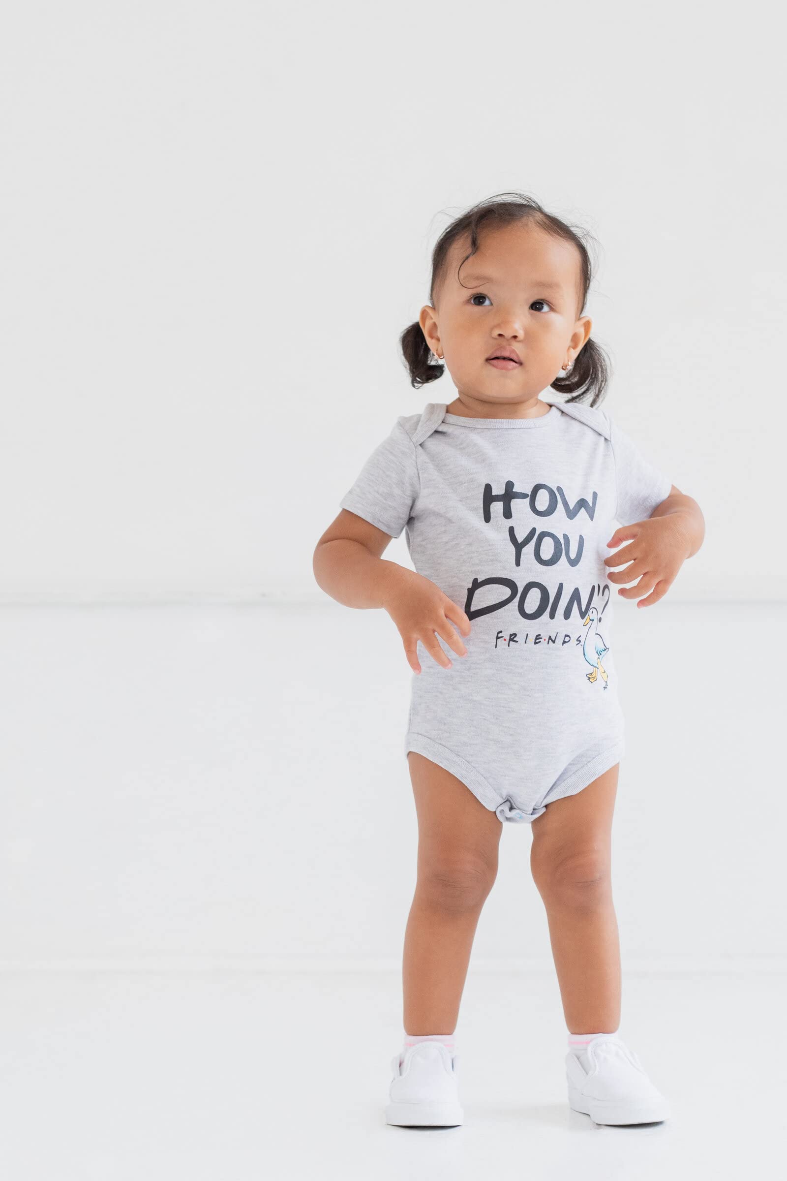FRIENDS Baby Boys 3 Pack Short Sleeve Bodysuit Grey/Black/White 0-3 Months