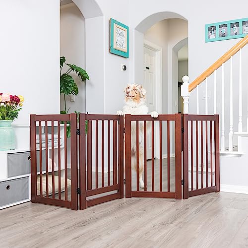 Primetime Petz 360 Configurable Dog Gate with Door โ Indoor Freestanding Walk Through Wood Pet Gate,Walnut