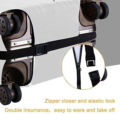 HANJWANET Custom Luggage Cover 25-28 in Personalized Travel Suitcase Protector Add Your Photo Text Elastic Washable Baggage Covers