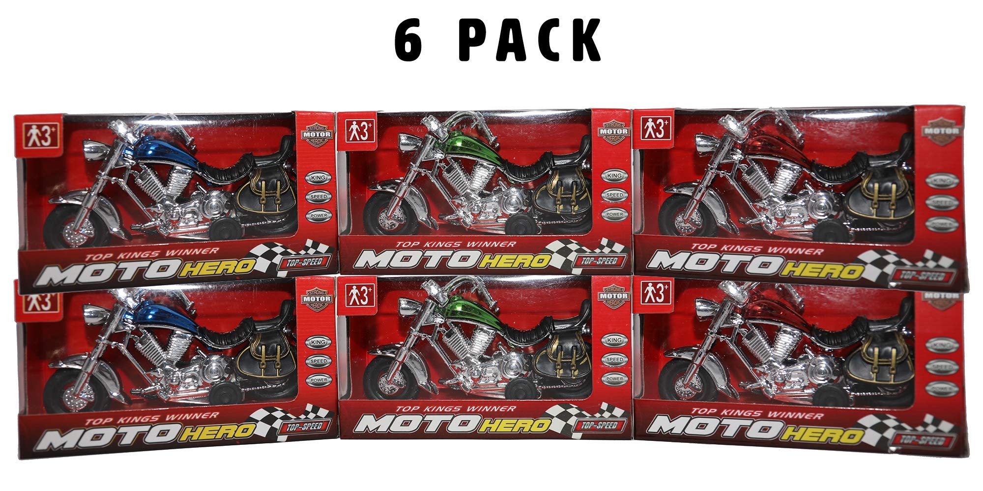 Pull-Back Motorcycle Toys for Boys & Girls | Fast and Fun Motorbike Toy Party Favors (6 Pack)