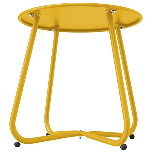 Grand patio E-Coated Steel Side Table, Weather- Resistant Outdoor 18β Round End Table Accent Table for Bistro Balcony Apartment, Yellow