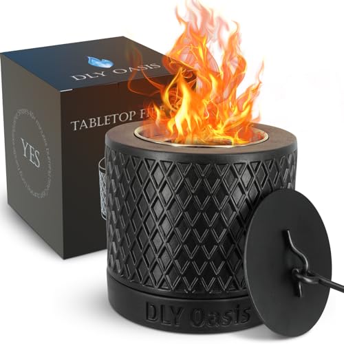 Concrete Tabletop Fire Pit - Ethanol Fire Pit, Table Top Fire Pit Bowl, Mini Fire Pit, Portable Fireplace for Indoor & Garden for Dinner Partlies, Home Decoration