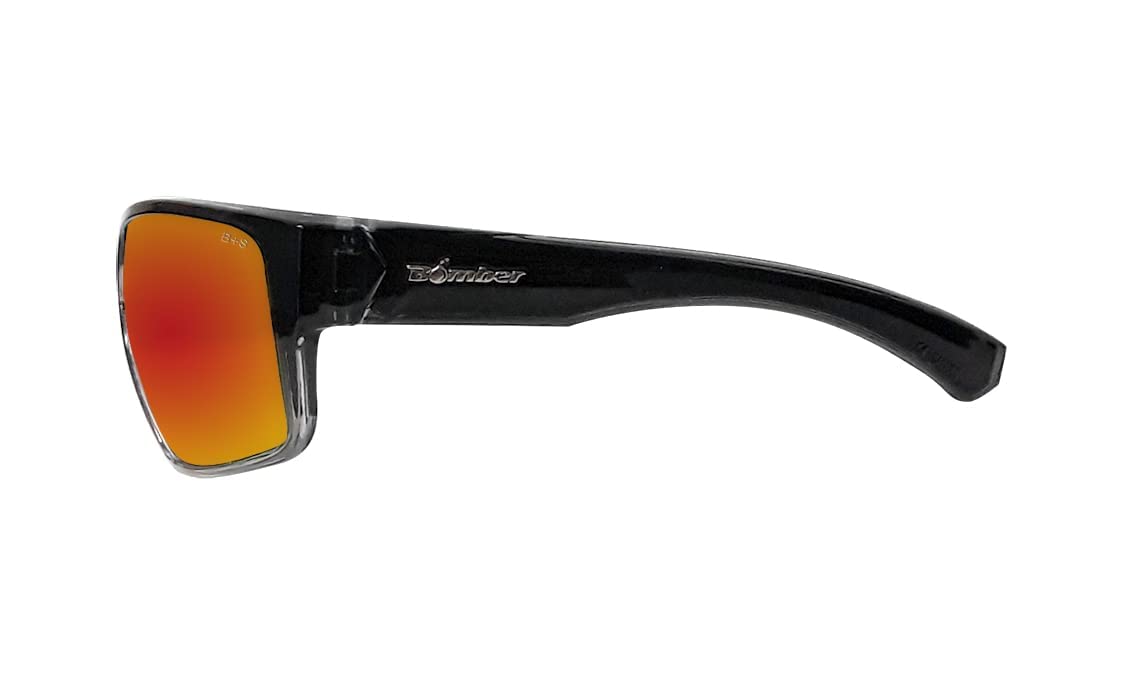BOMBER MA104RMRF Safety Sunglasses for Men, 2-Tone Smoke Crystal frame, Red Mirror Polycarbonate Safety lens, Non-Slip foam lining, ANSI Z87+ Compliant, Safe for Rugged Activity - MA104RM