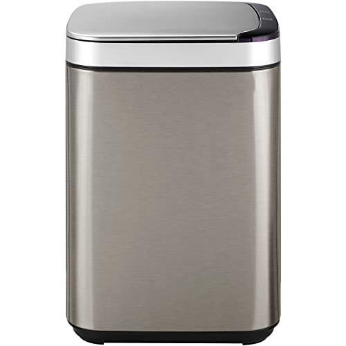 Hanover 10-Liter / 2.6-Gallon Stainless Steel 10 Liter-2.6 Gallon Home and Kitchen | Fingerprint Smudge Resistant | Soft Close | Sensor Lid | Carbon Odor Control, 10L Trash Can 1