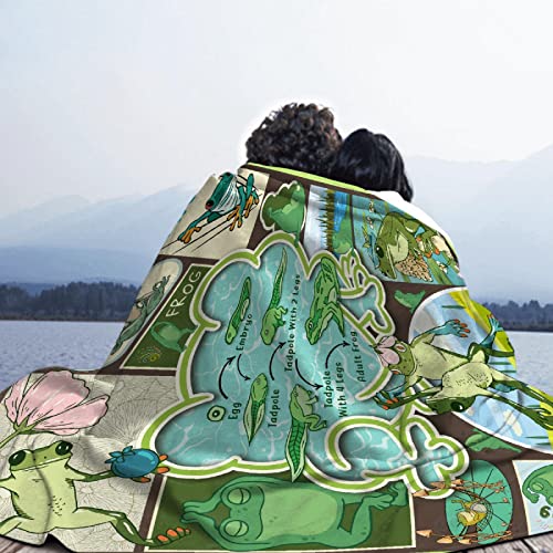 FROGS BLANKET-Cute Animal Soft Lightweight Food Flannel Blankets for Sofa Bed Travelling Camping Throw Warm Blanket Gift for Frog Lover Men Women(30''x40''for Baby/Pets)