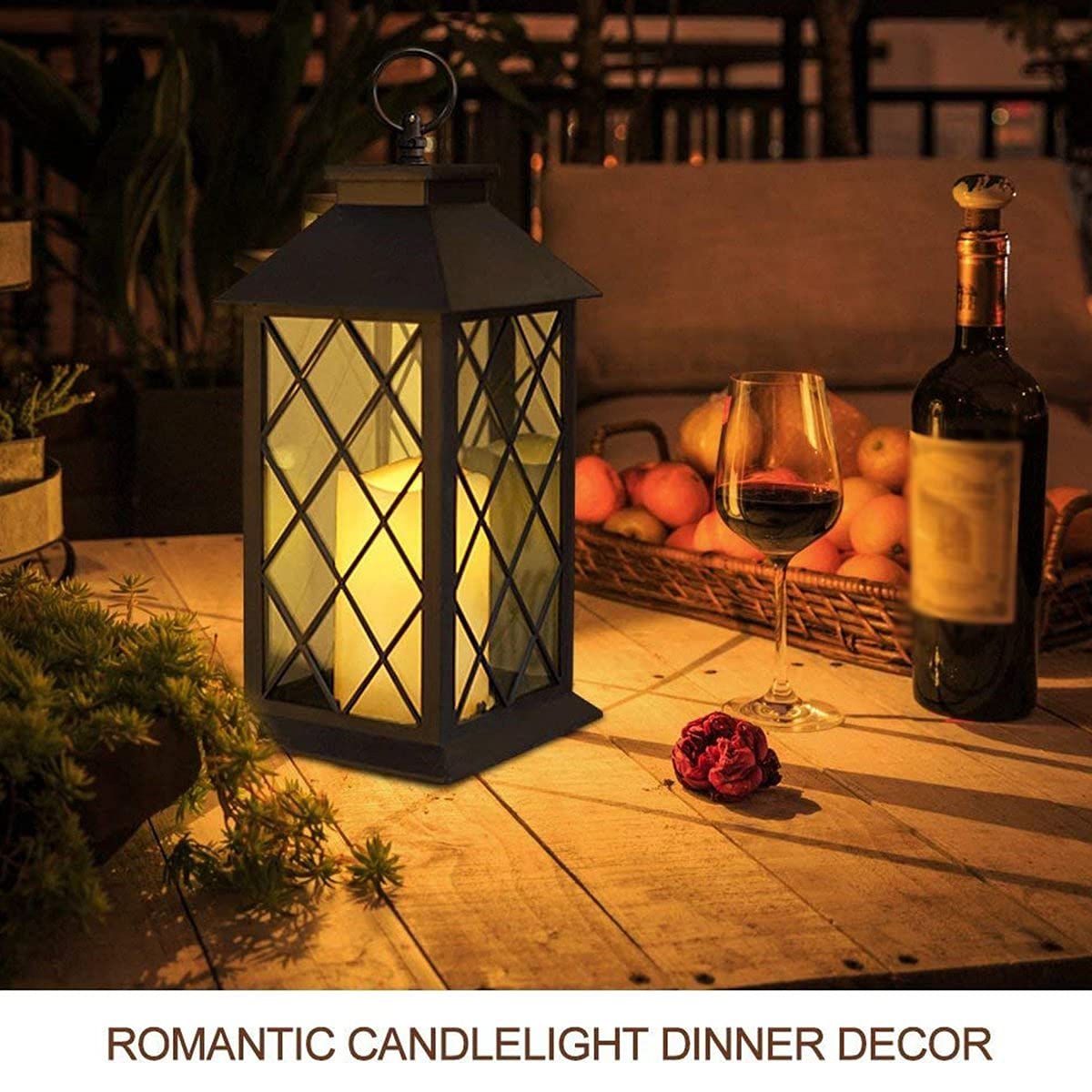 Solar Lantern NB-4 Solar Lantern Hanging Lanterns Waterproof LED Flickering Flameless Candle Mission Outdoor Garden Decorative Lights - Bronze 34.5x14x14cm