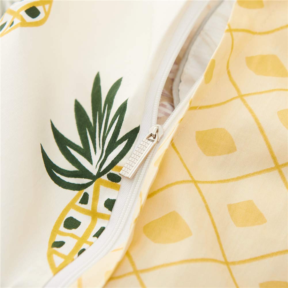 Feelyou Yellow Pineapple Duvet Cover Sets King Size, Cute Tropical Fruit Decor Bedding Set, Ultra Soft Microfiber Comforter Cover with 2 Pillow Shams, Lightweight 3 Pcs Home Bedding Collection,Zipper