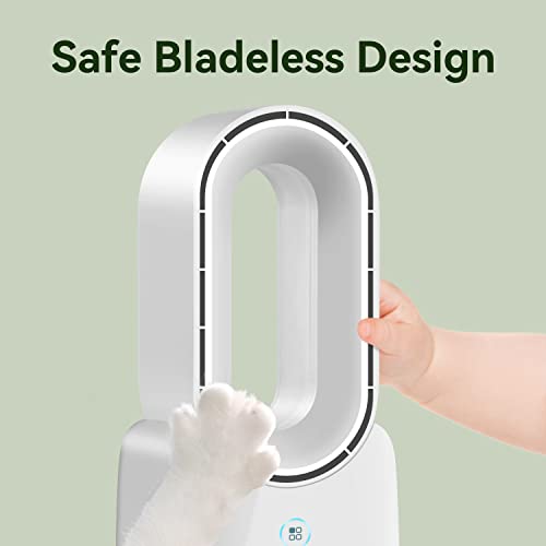 KONSIDEN Desk Fan, Quiet Bladeless Fan with USB Adapter and 5 Colors LED light, 3 Speeds Stylish 11.8 Inch Table Fan, Small Fan with Touch Control for Home Office Bedroom Summer Gift