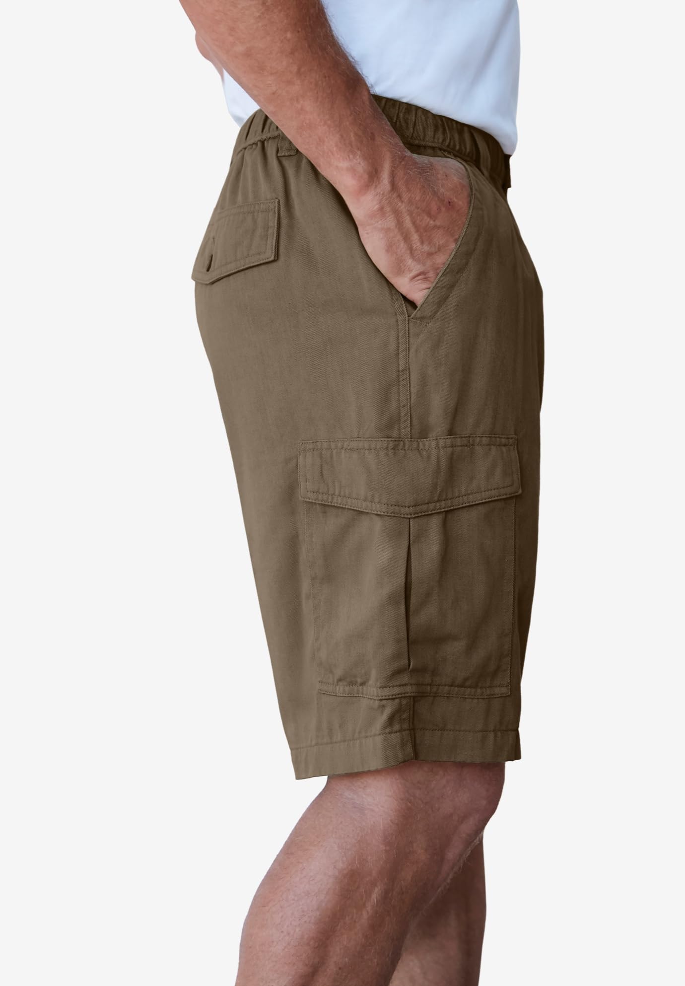 Boulder Creek by KingSize Men's Big & Tall Renegade 9" Full Elastic Waist Cargo Shorts - 5XL, Bark