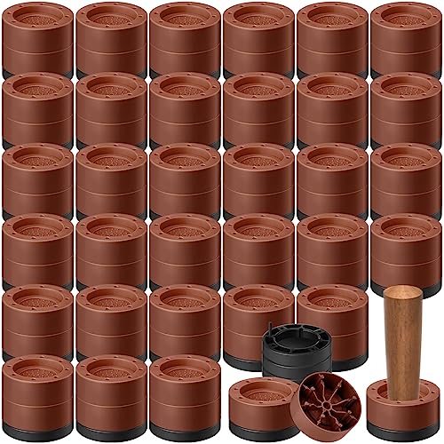 Lallisa Set of 48 Round Bed Risers Heavy Duty Couch Risers 1.85 Inch Bed Lifts Risers Adjustable Desk Risers for Desk Legs Bed Frame Table Sofa Chair Mattress Couch Dorm (Black, Brown)