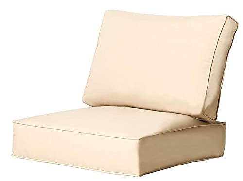 Creative Living Polyester 4PC Chat 24x24 Outdoor Deep Seating Patio Replacement Cushions, 4 Count (Pack of 1), Beige