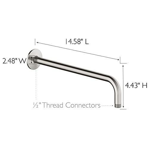 Design House 841494-SN 90-Degree 14.5-inch Steel Arm and Flange for Wall-Mounted or Fixed Rain Shower Head, Satin Nickel