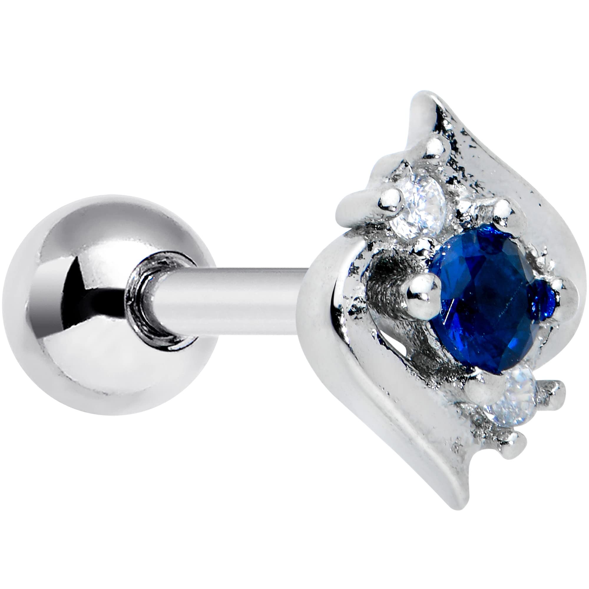Body Candy 16G Womens Stainless Steel Clear Blue Accent Swirl Cartilage Earring Helix Tragus Jewelry 1/4"