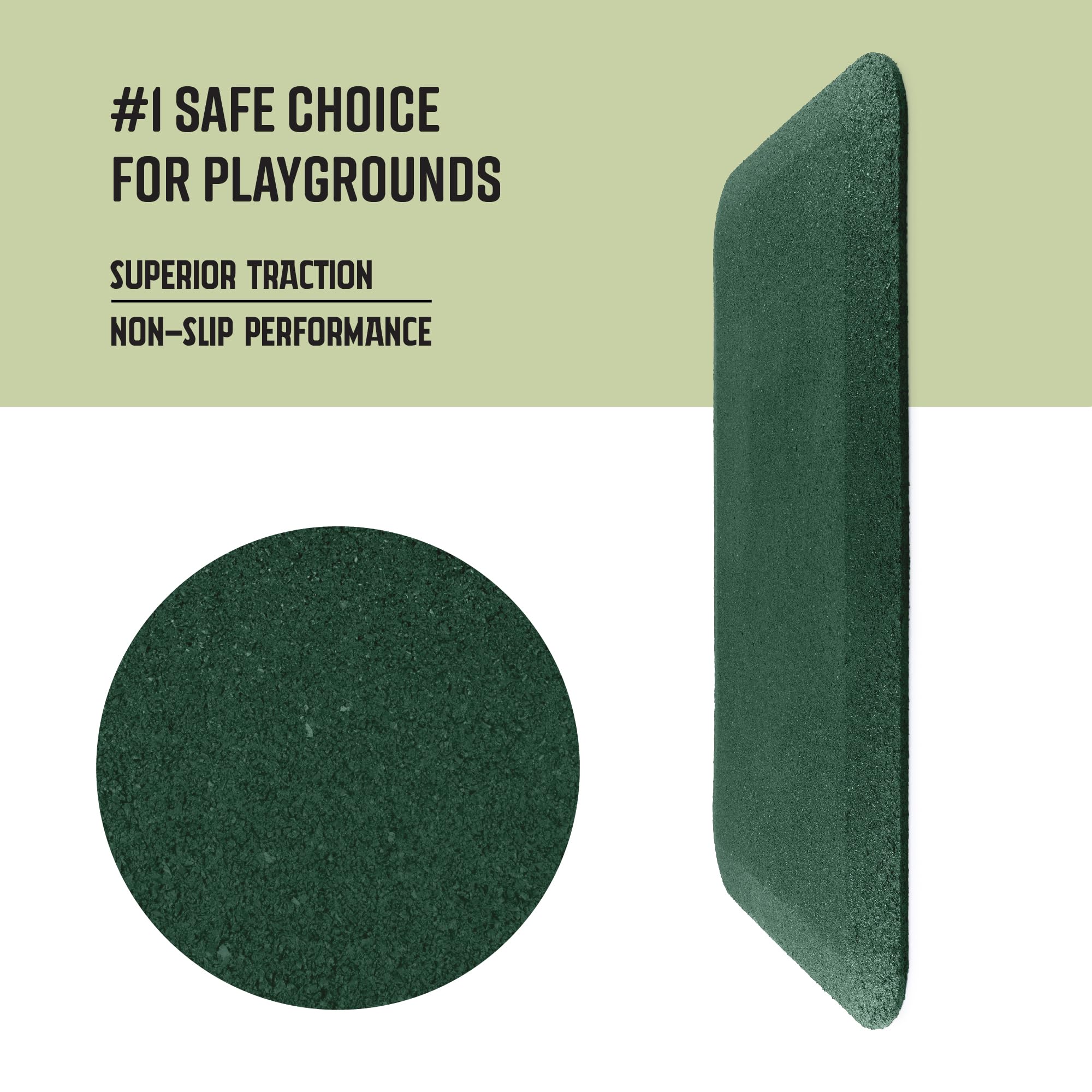 Playsafer Playground Safety Rubber Wearmat for Swingsets and Slides - 1" Thick X 24" W X 40" L (1 Pack, Green)