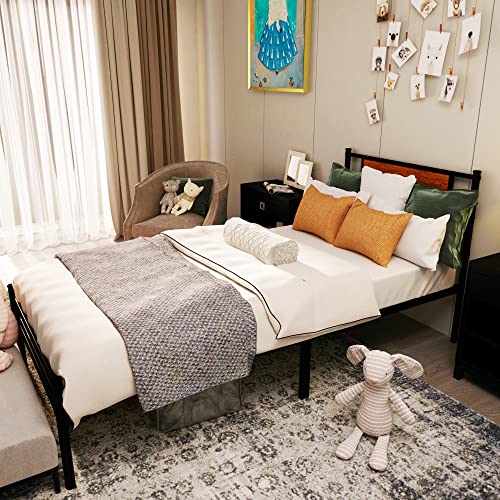 FSTAR 12 inch Metal Bed Frame with Headboard and Footboard, Mattress Foundation with Steel Slat Support, Heavy Duty, No Box Spring Needed, Easy Assembly, Noise Free (Black, Twin)