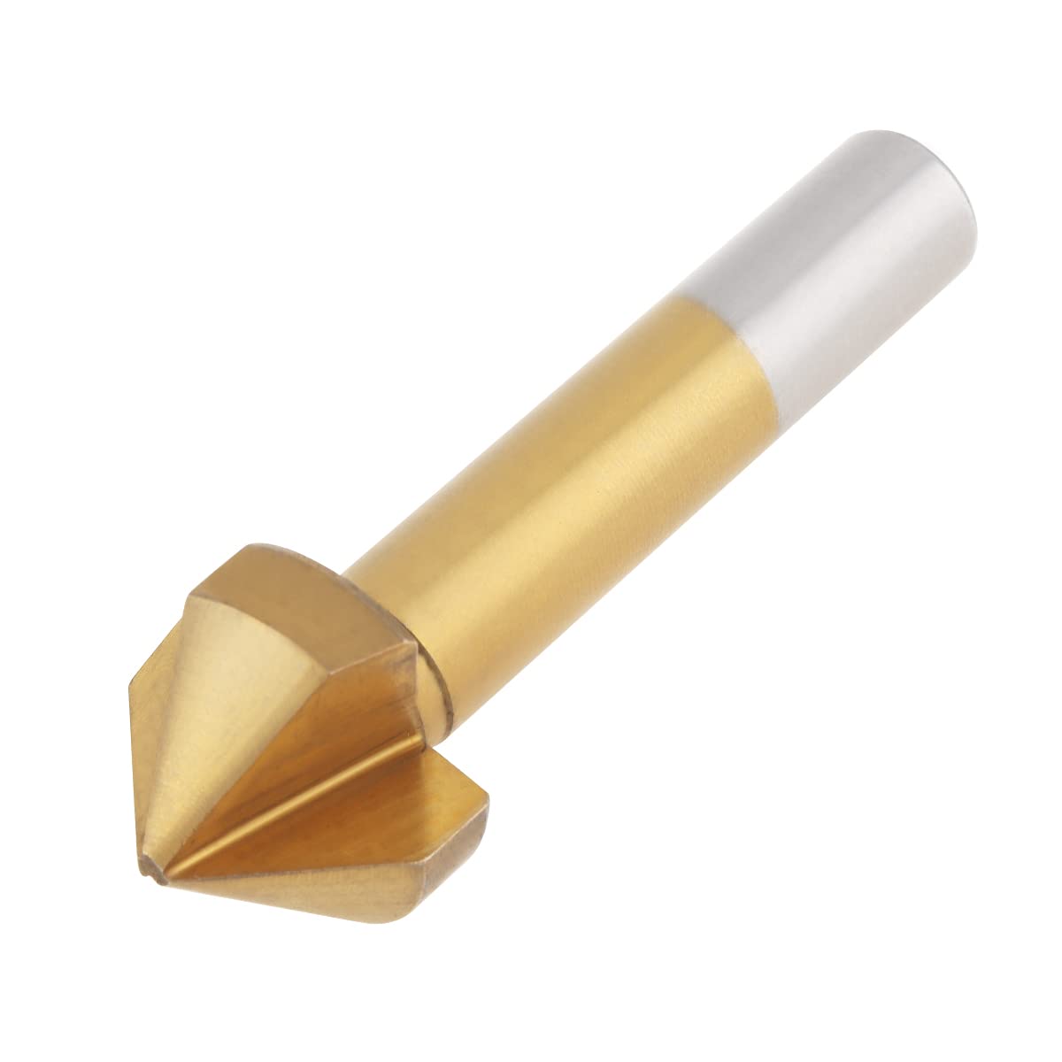ChgImposs 6pcs Titanium Plated 3 Edge 90 Degrees Chamfer End Mill Cutter Chamfering Drill Bit with Straight Shank for Woodworking Drilling