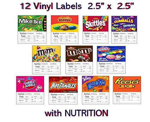 Nutrition Label Sticker Candy Vending 2.5" (12 Pack)